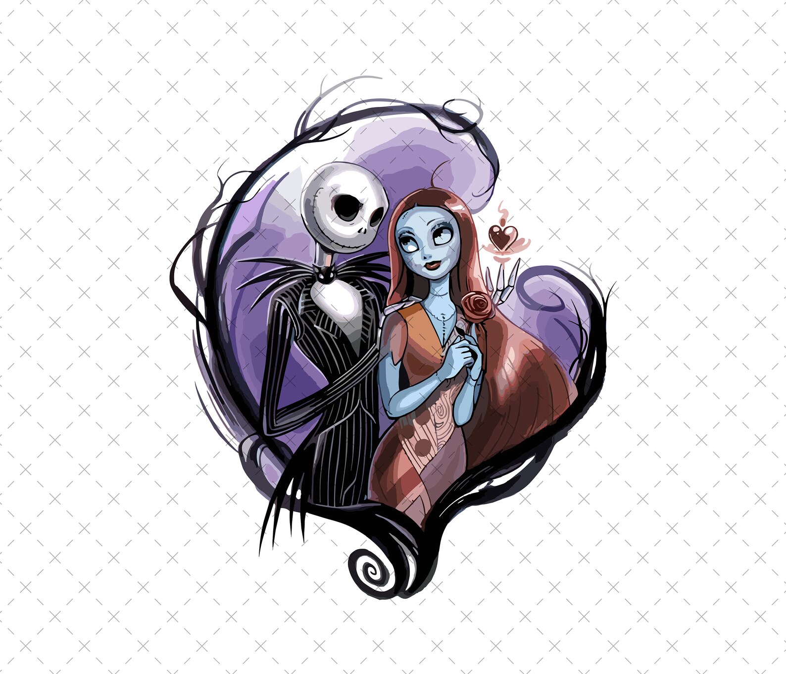 Jack and Sally in Heart SVG, Couple Jack and Sally SVG, the Nightmare ...