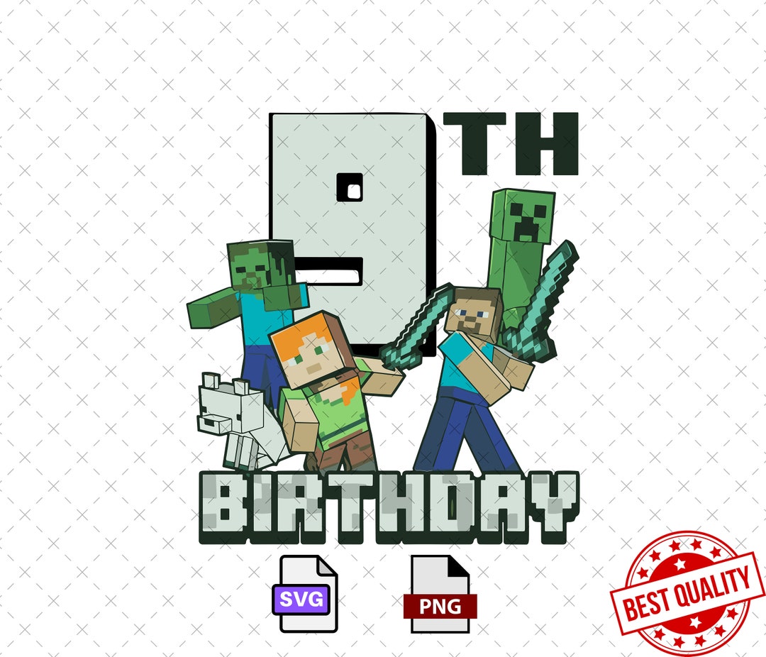 Minecraft Birthday 9th Svg, Minecraft Birthday 9th Png, Minecraft SVG ...