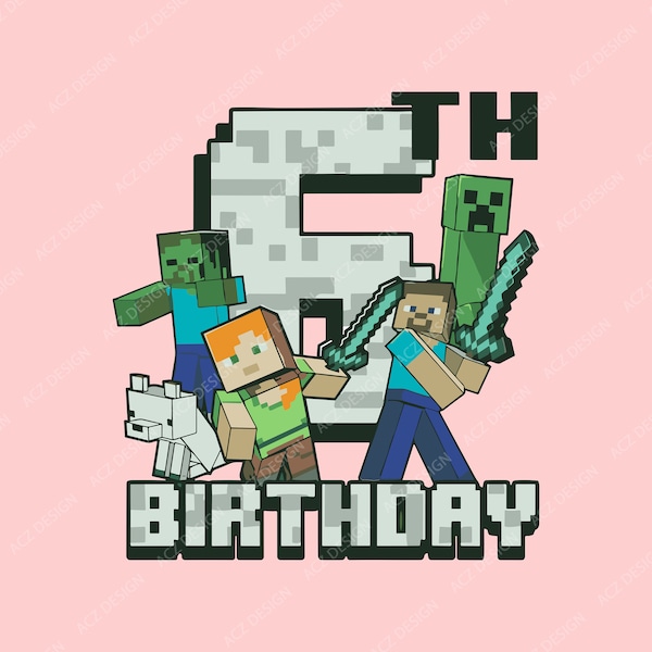 Minecrafts 6th Birthday Svg - Etsy