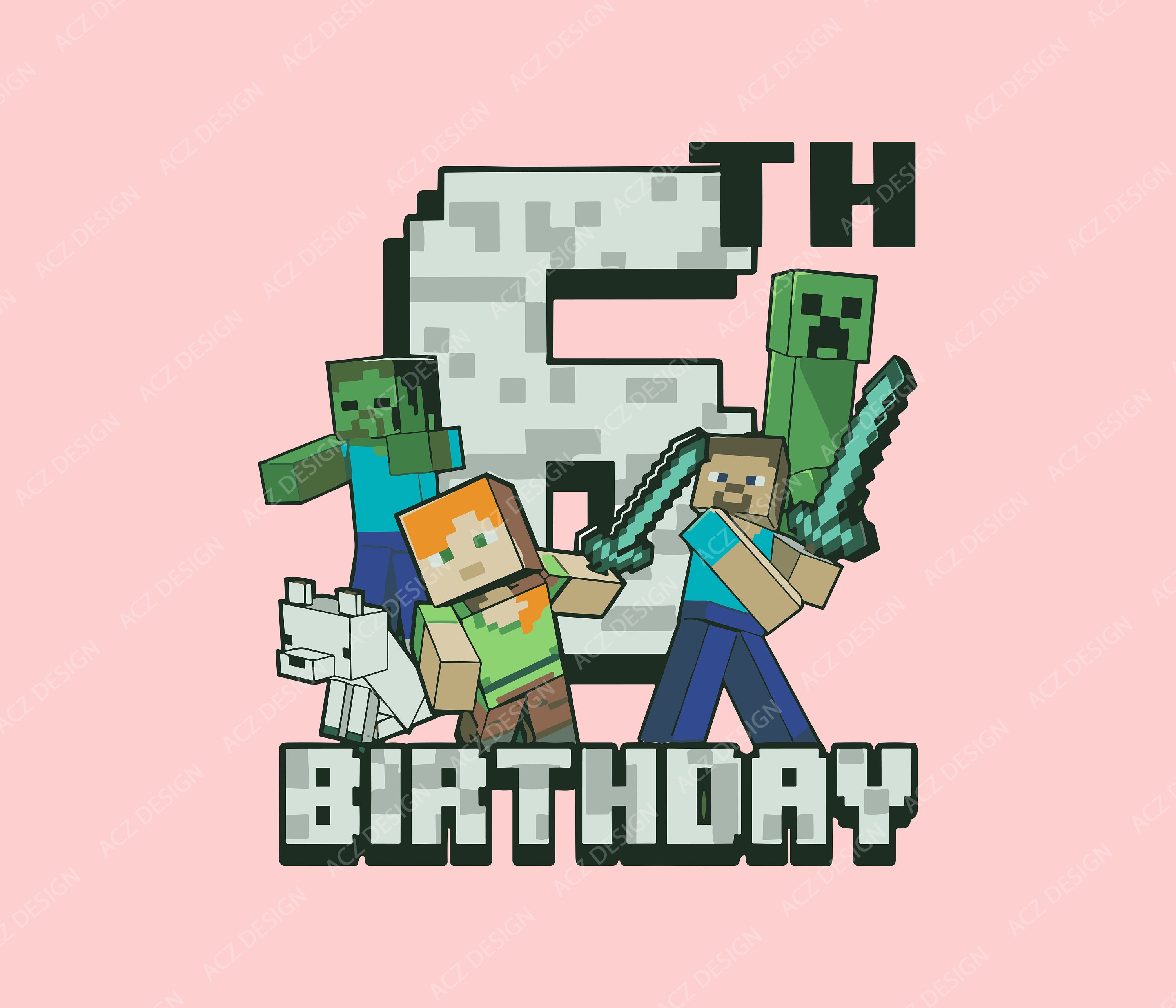 Cumpleaños de Minecraft 6º Svg, Cumpleaños de Minecraft 6º Png, Archivo ...