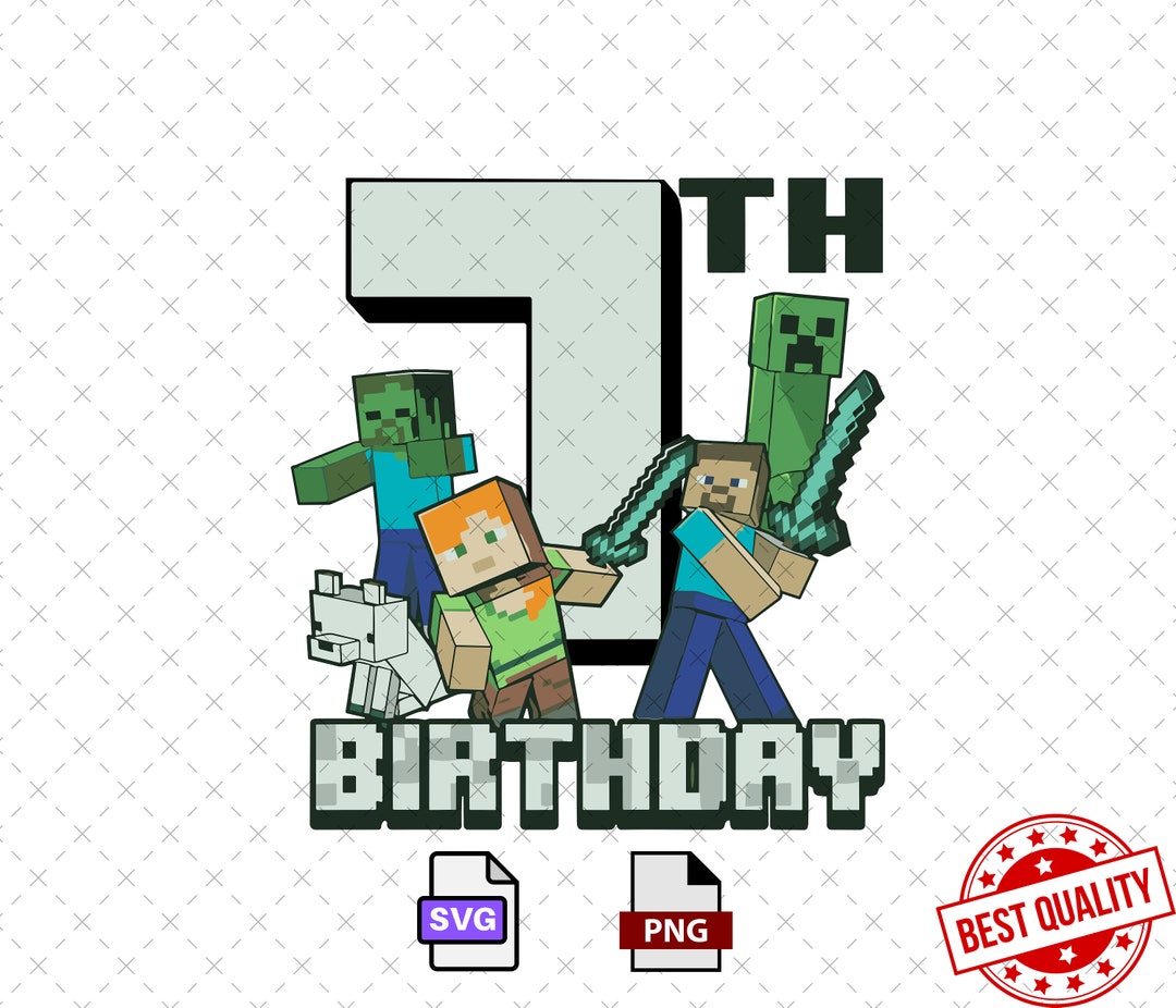 Minecraft Birthday 7th Svg, Minecraft Birthday 7th Png, Minecraft SVG ...