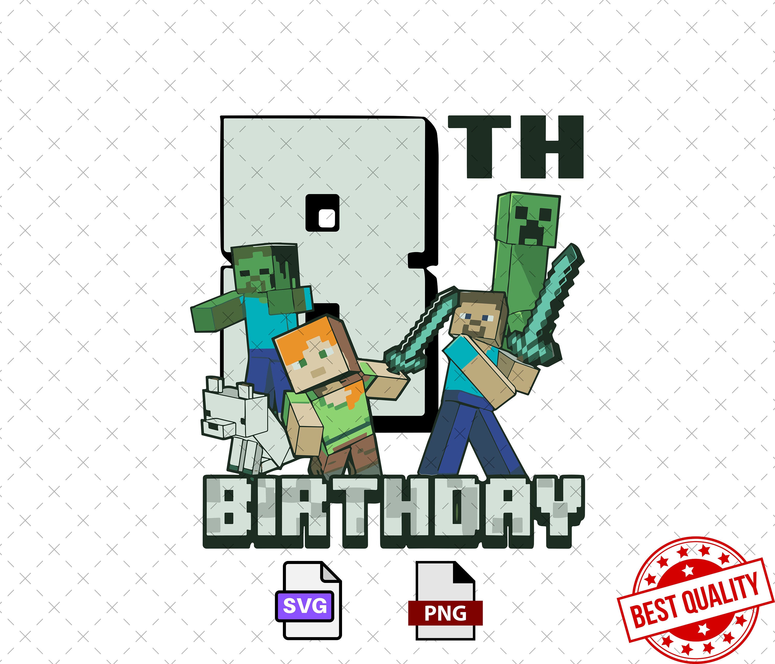 Minecraft Birthday 8th Svg, Minecraft Birthday 8th Png, Minecraft SVG ...