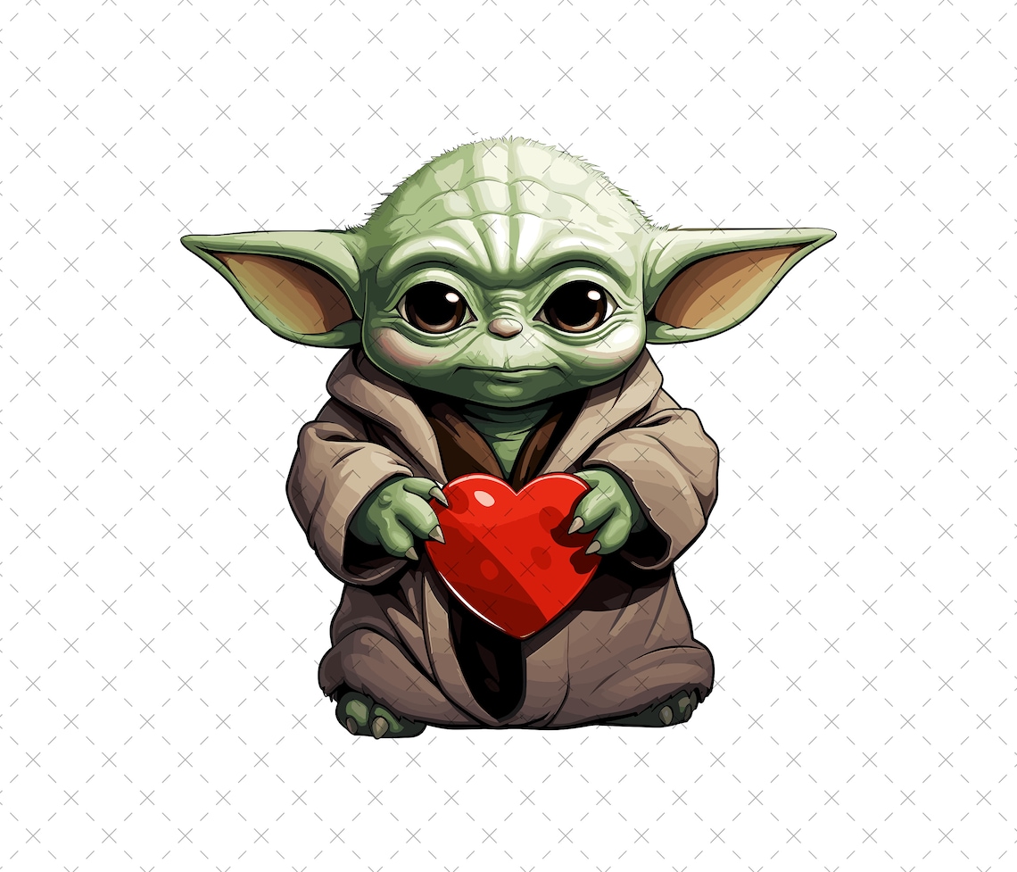 Heart Baby Yoda Clipart, Baby Yoda PNG, Baby Yoda Sublimation Design ...