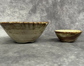 Vintage Japanese Porcelain Rice / Noodle Bowl With Small Soy Sauce Side ...