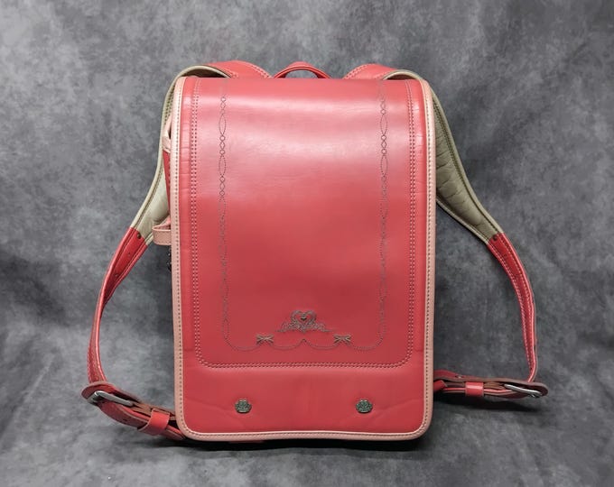 Randoseru Backpack, Pink With Light Pink Trim Japanese Tight Stitch ...