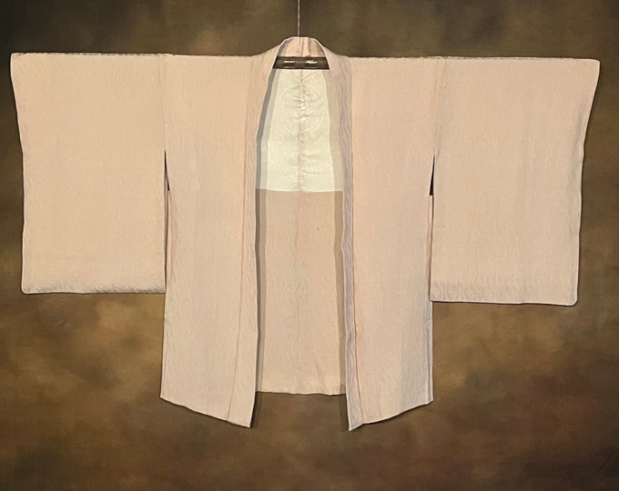 Japanese Haori Kimono, Pink Silk Lined Kimono Robe Vintage Kimono ...