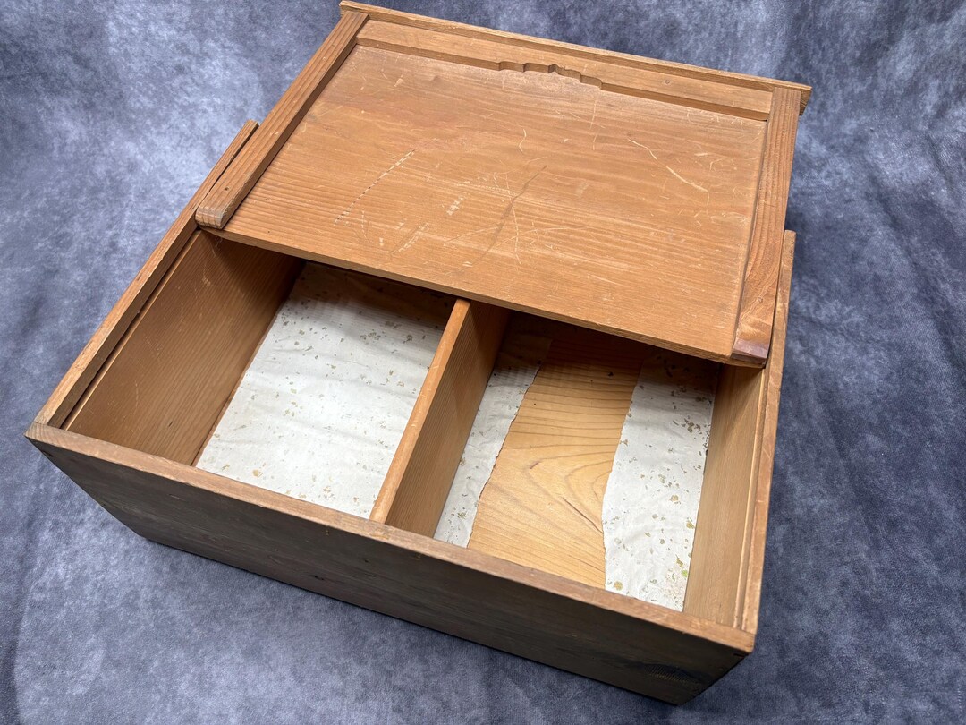 Vintage Japanese Wooden Storage Box, Sliding Lid - Etsy