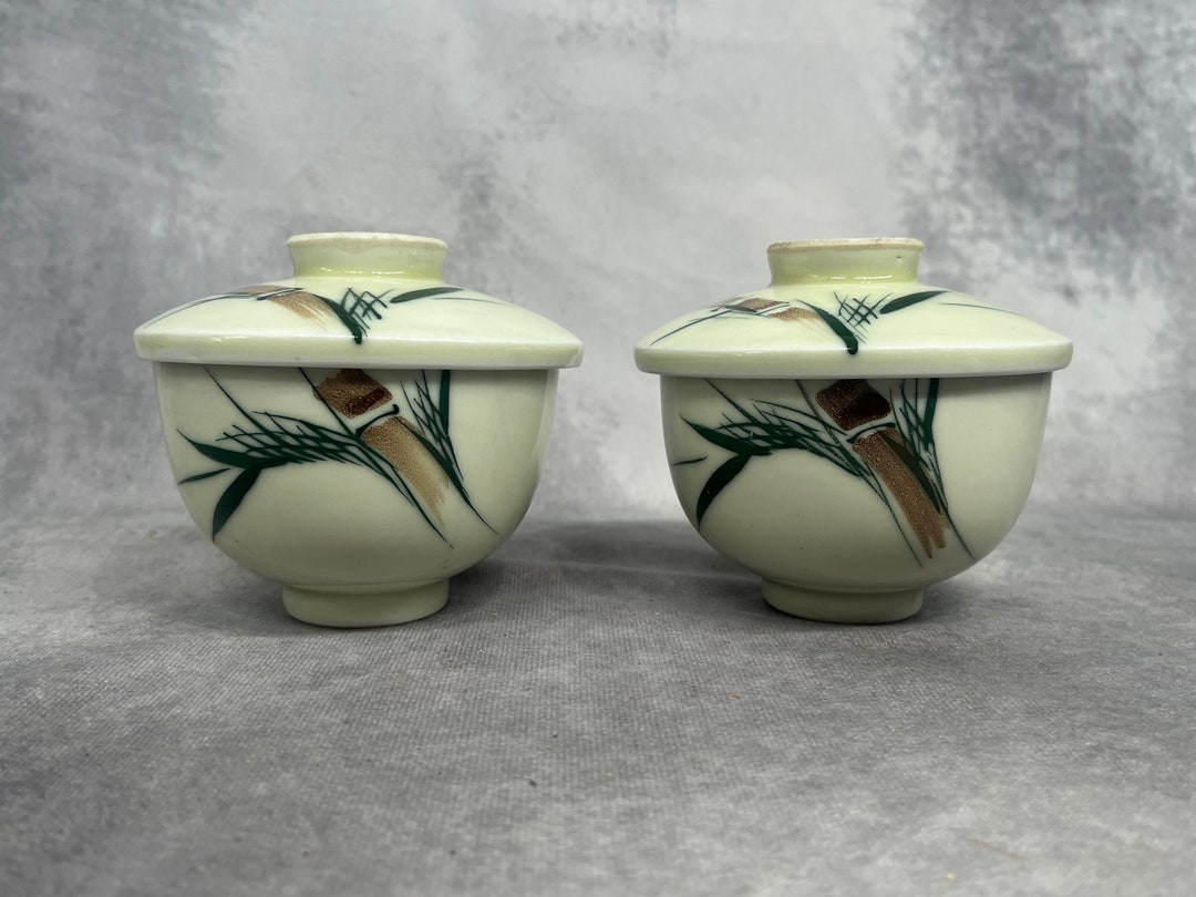 Pair of Japanese Lidded Steam Cups, Vintage Japanese Porcelain ...