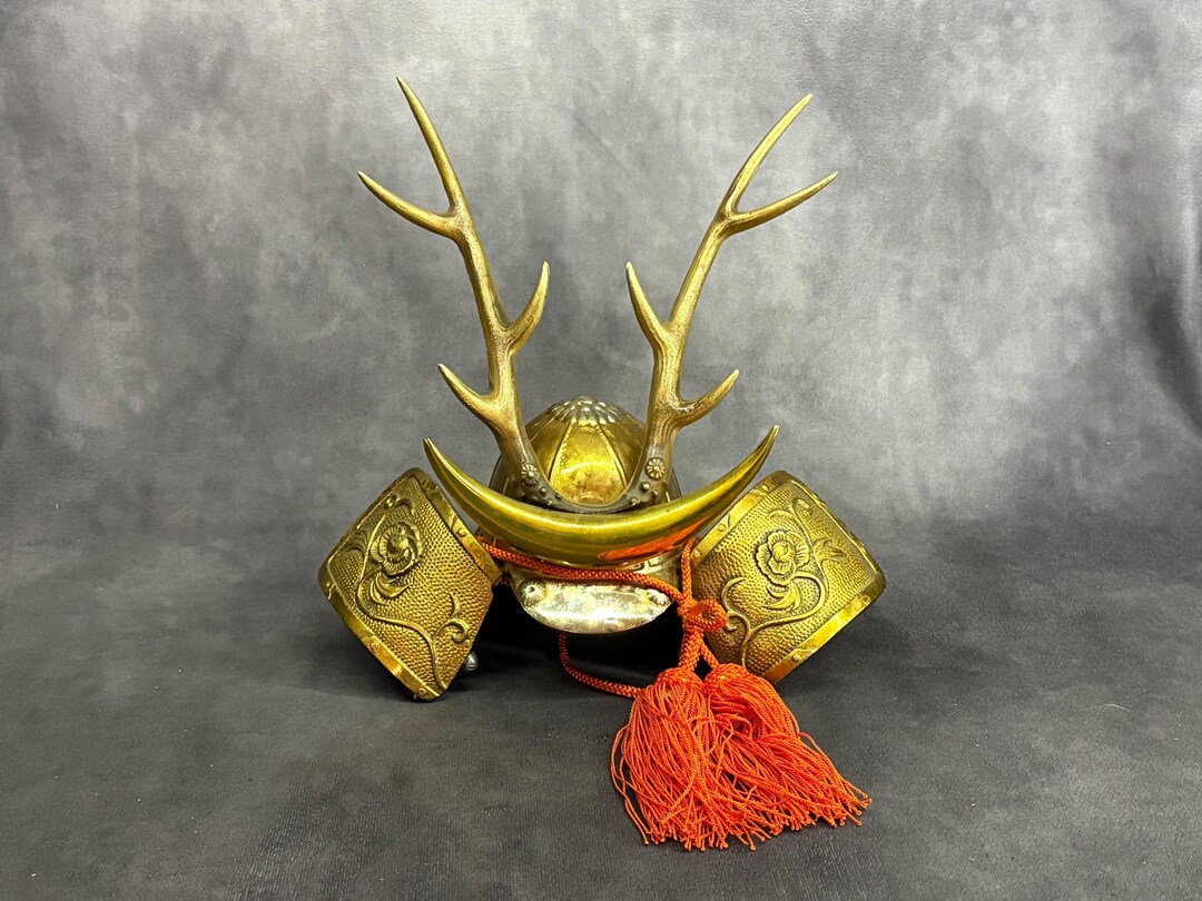 Metal Samurai Helmet, Vintage Japanese Folk Art, Shinto Shrine Decor ...