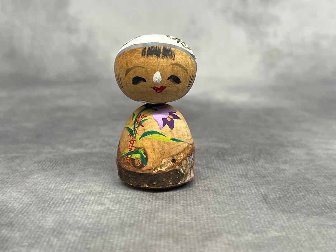 Miniature Bobblehead Kokeshi Doll, Vintage Japanese Wooden Kokeshi ...