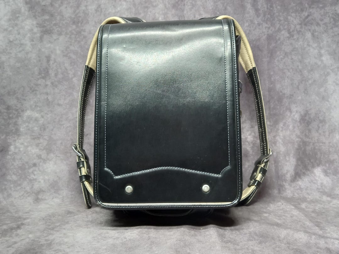 Randoseru Backpack, Black With Blue Stitch Japanese Tight Stitch ...