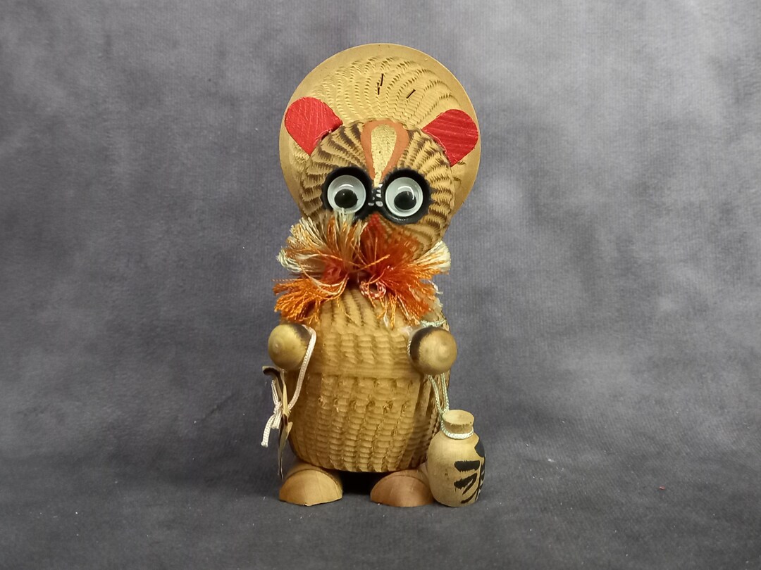 Miniature Vintage Tanuki Doll, Wooden Tanuki Kokeshi, Hand Made Folk ...