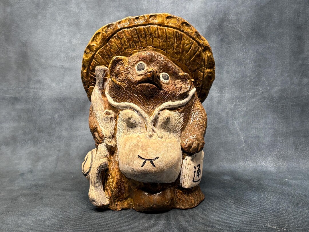 Heavy Old Japanese Tanuki Raccoon Dog, Tokkuri Bottle Vintage Porcelain ...