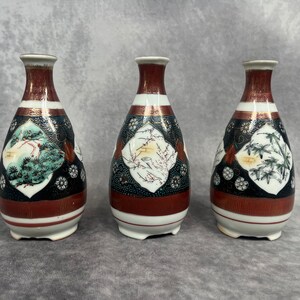Trio of Vintage Japanese Sake Bottles, Japanese Porcelain Sake Jug - Etsy