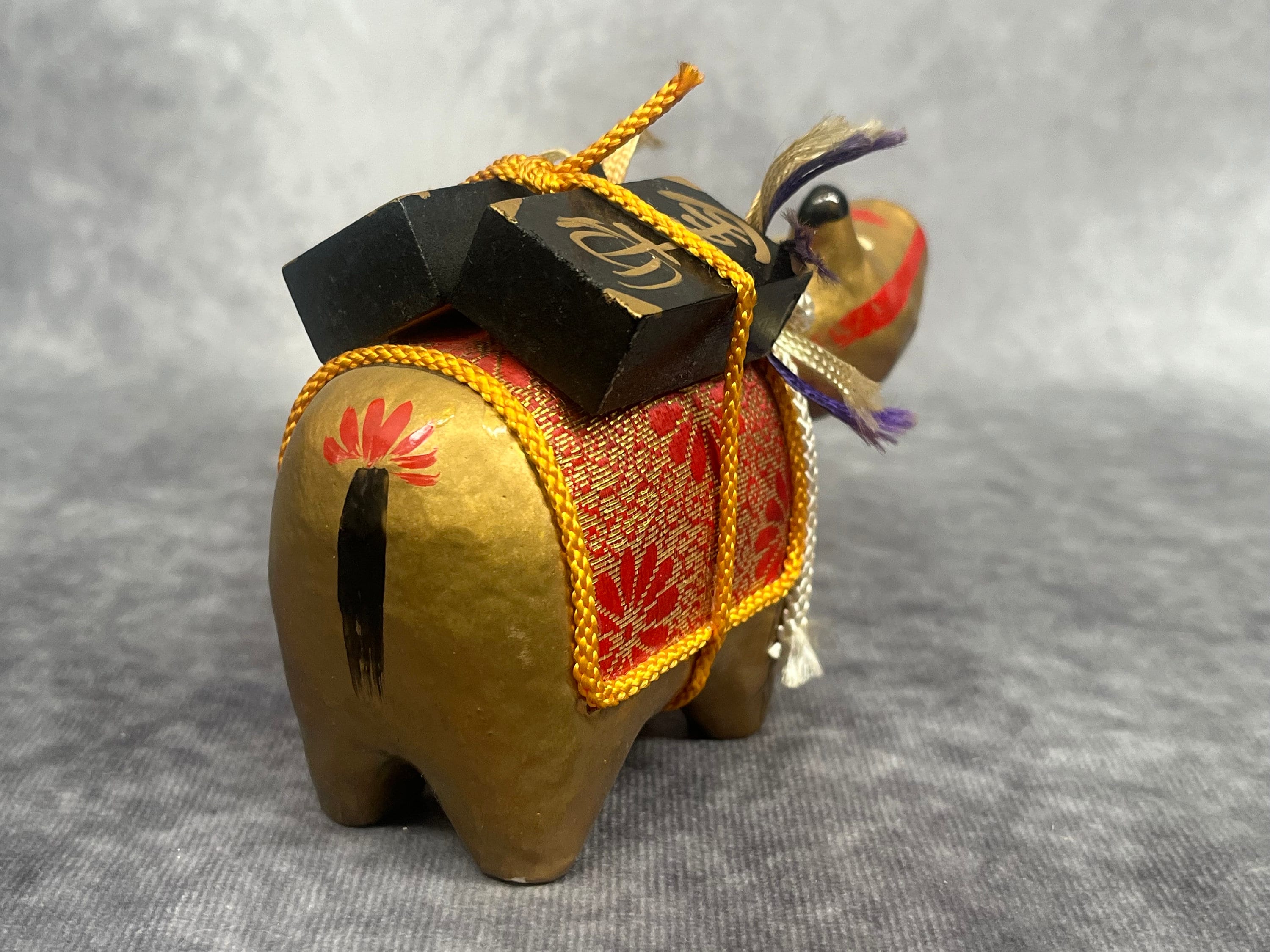Akabeko the gold Red Cow, Paper Mache Toy Cow, Vintage Japanese Folk Art - Etsy