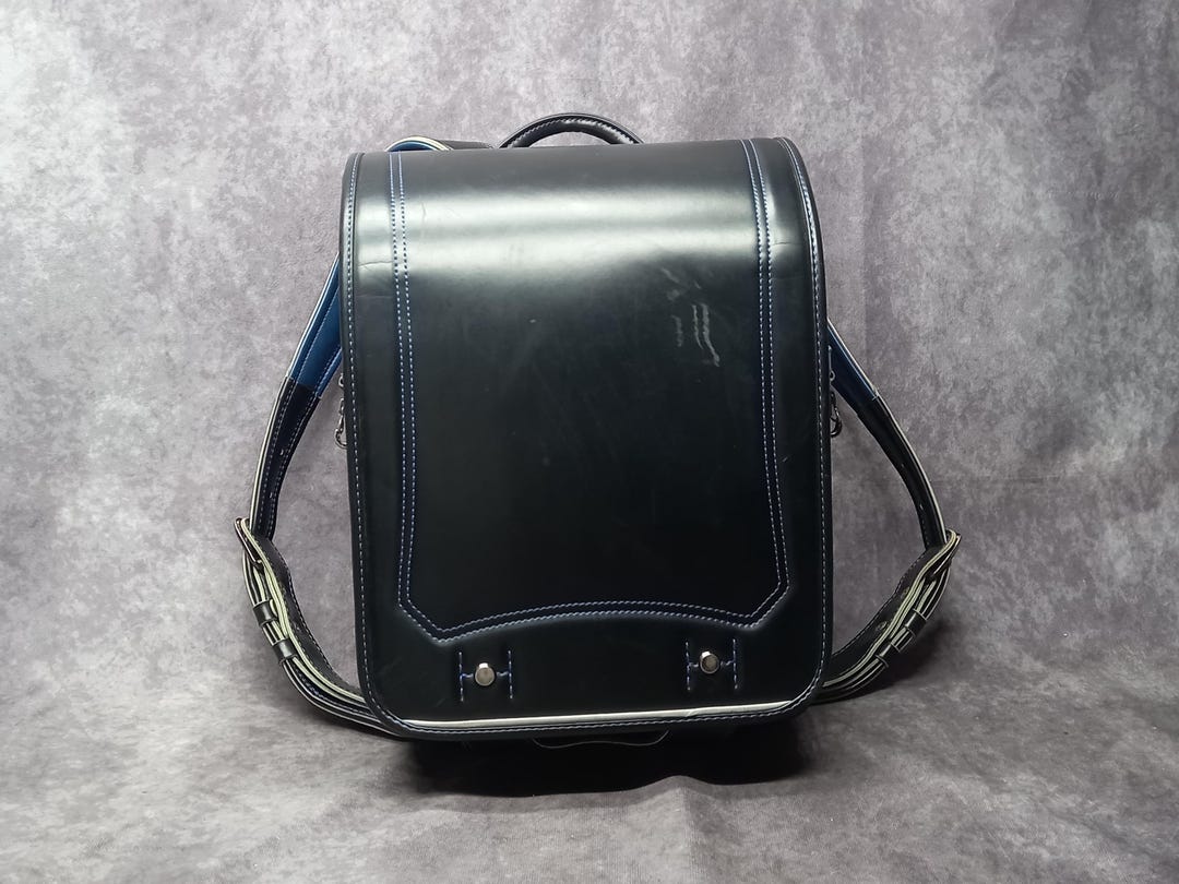 Randoseru Backpack, Black With Blue Trim Japanese Tight Stitch ...