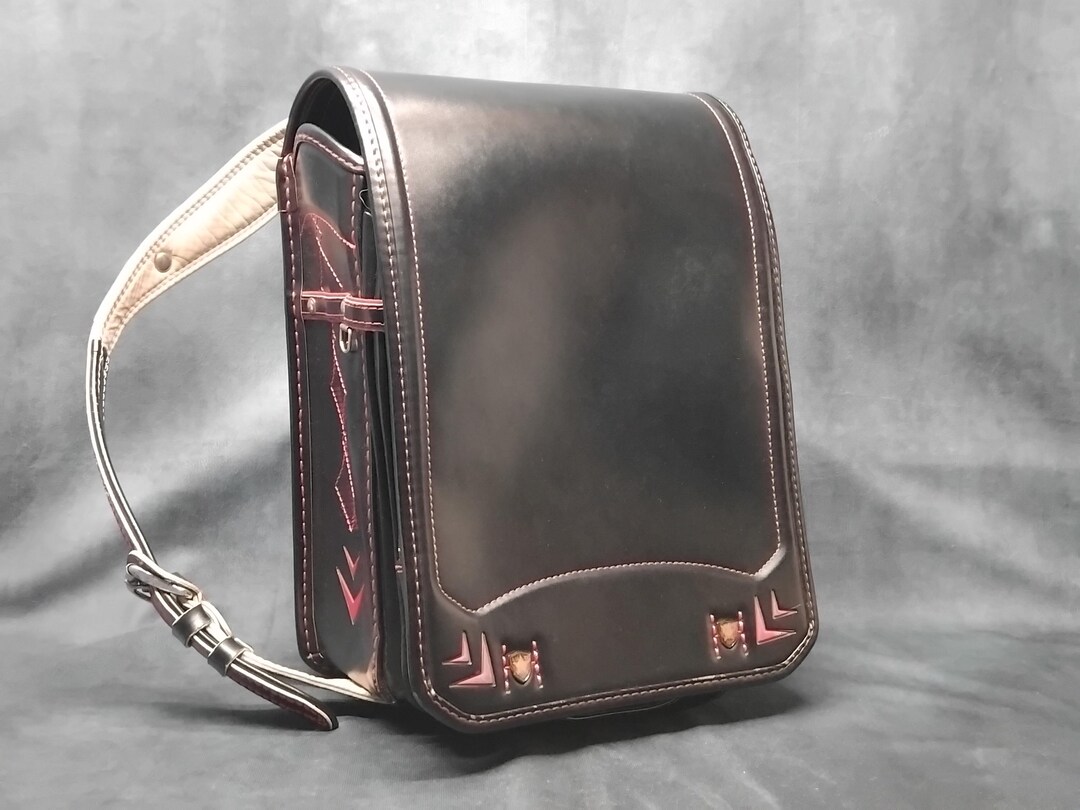 Randoseru Backpack, Black With Red Stitch Japanese Tight Stitch ...