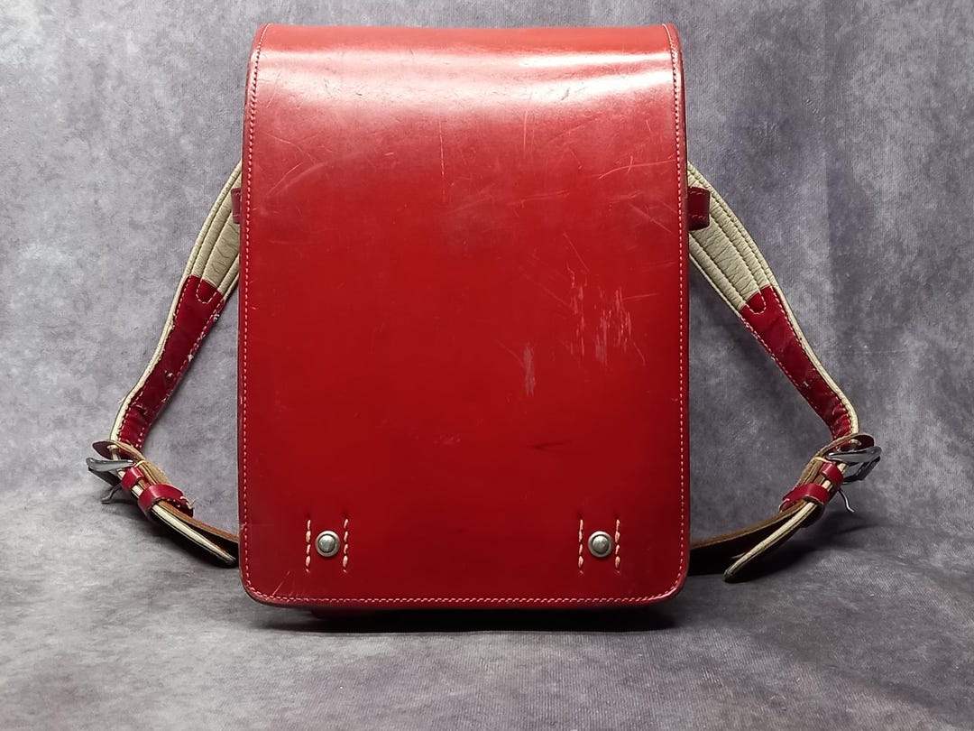 Vintage Randoseru Backpack, Red Japanese Tight Stitch Randoseru Bag ...