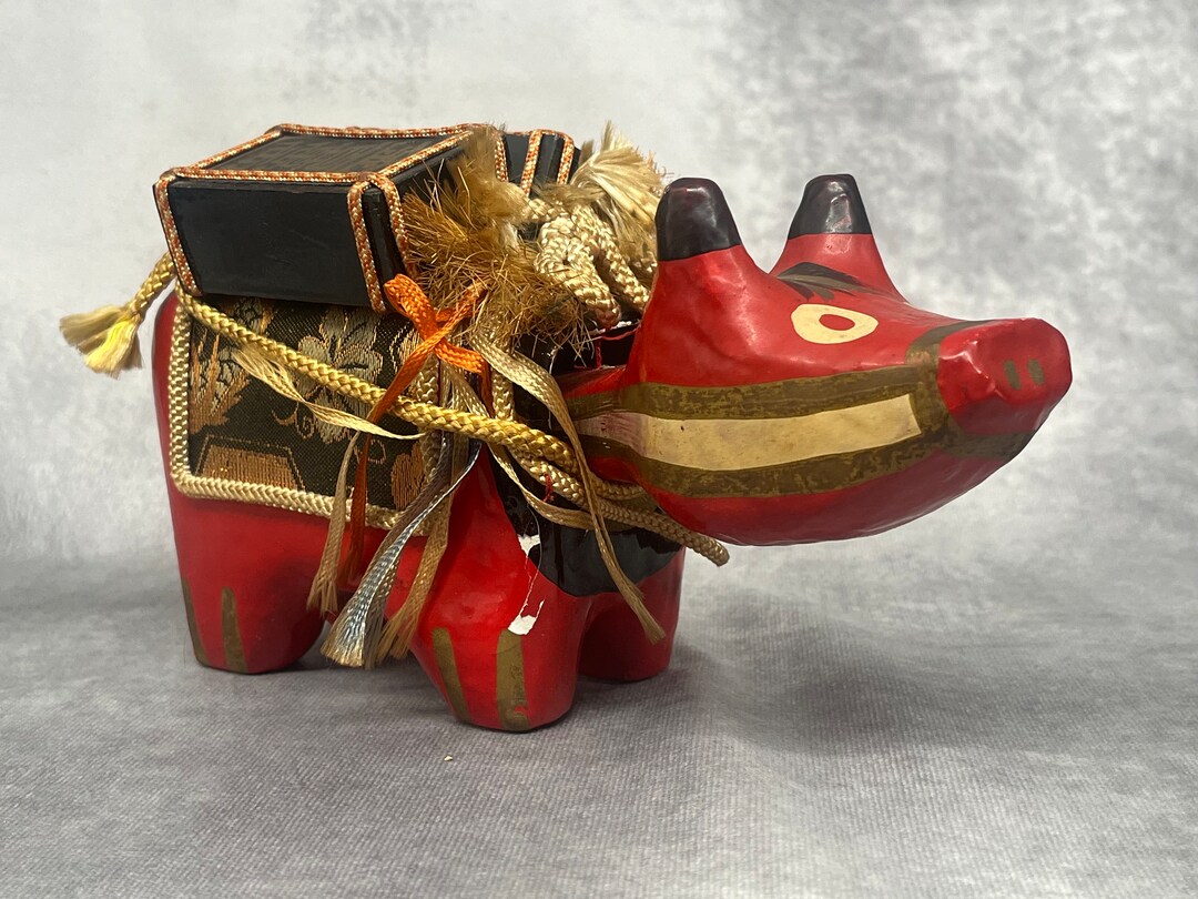 Large Akabeko the Red Cow, Paper Mache Toy Cow, Vintage Japanese Folk Art - Etsy