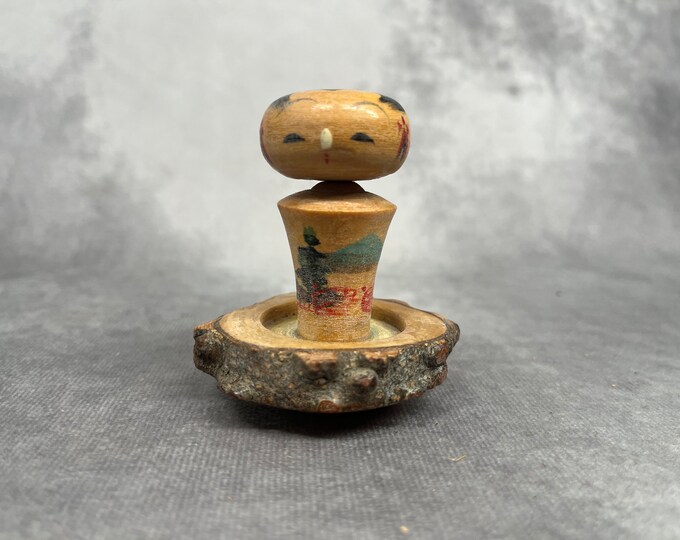 Vintage Japanese Bobblehead Kokeshi Doll, Wooden Kokeshi, Hand Made ...