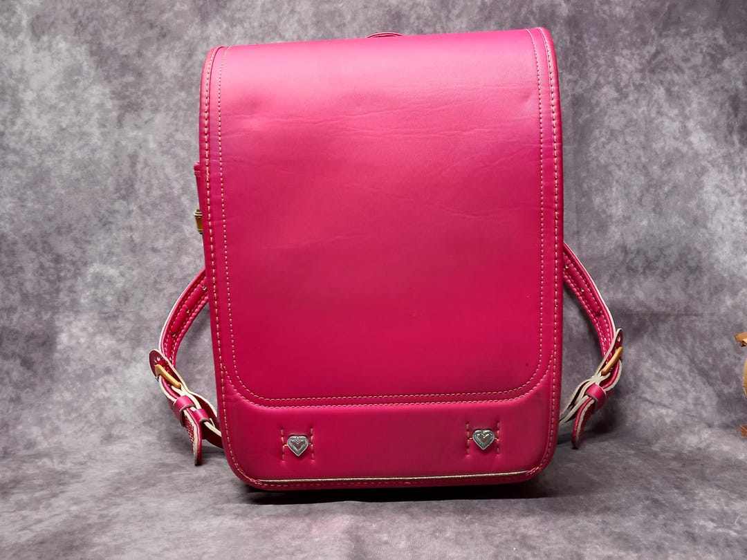 Randoseru Backpack, Pink With Tan Trim Backpack, Japanese Tight Stitch ...
