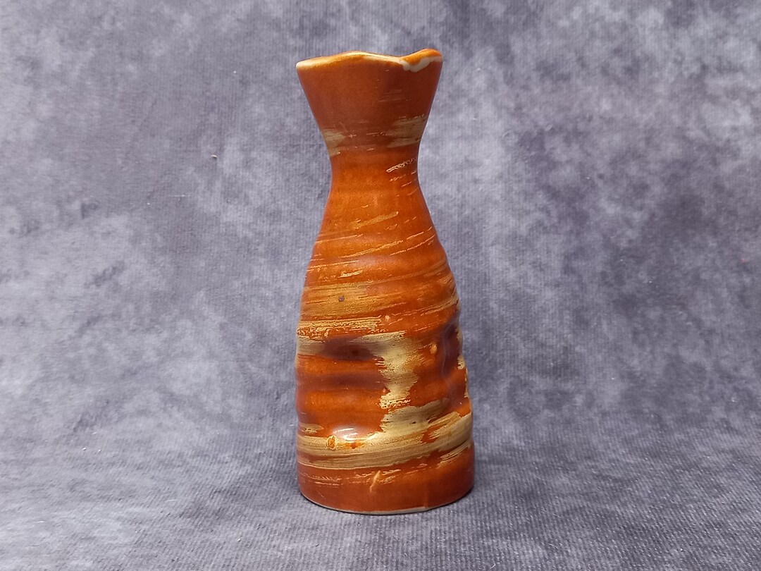 Vintage Orange Hand Painted Japanese Sake Bottles, Japanese Porcelain ...