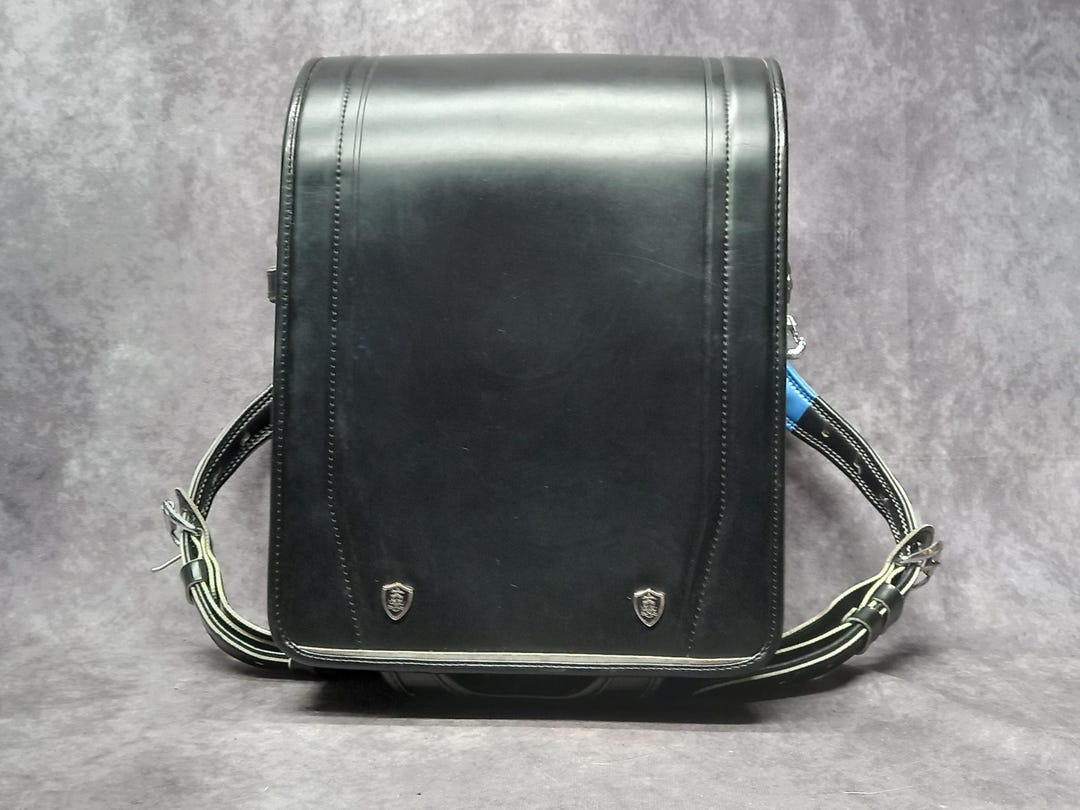 Randoseru Backpack, Black With Blue Back Japanese Tight Stitch ...