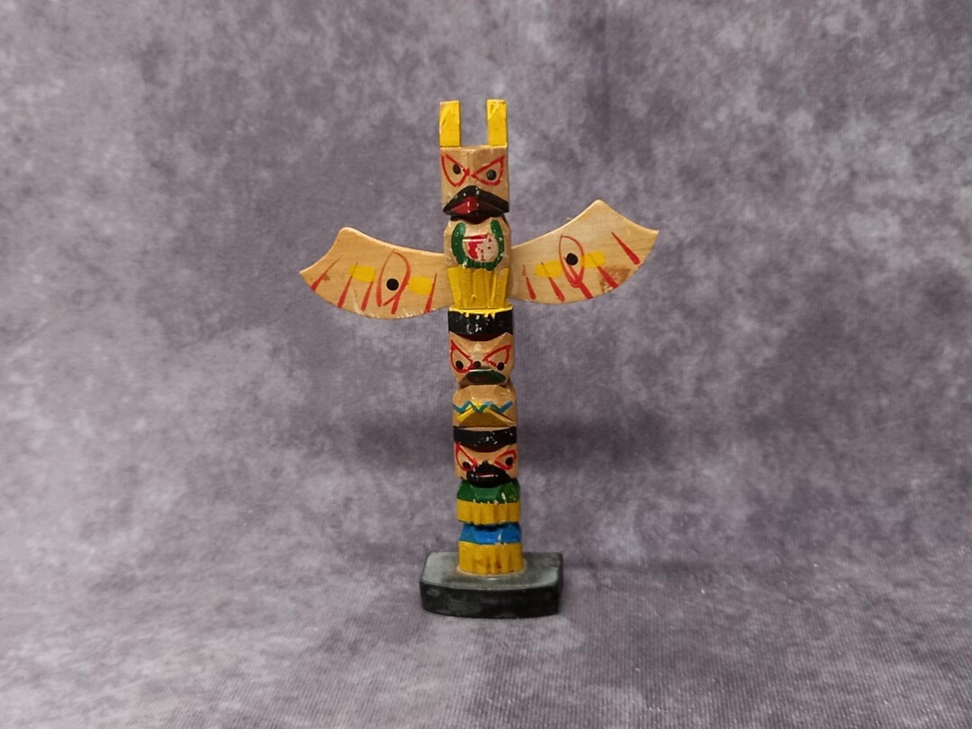 Wooden Native American Totem Pole, Hand Made Japanese Folk Art - Etsy