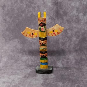 Wooden Native American Totem Pole, Hand Made Japanese Folk Art - Etsy