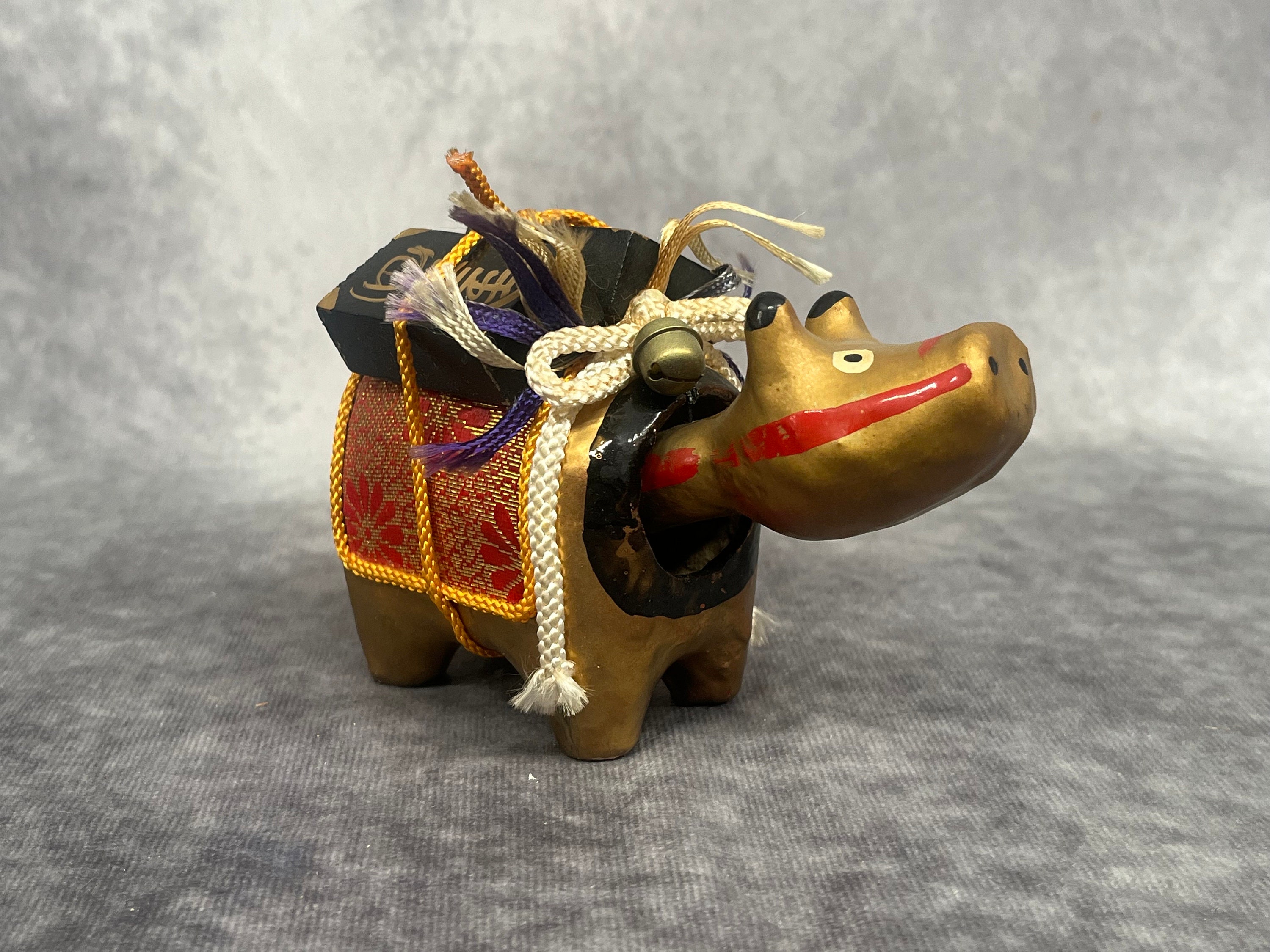 Akabeko the gold Red Cow, Paper Mache Toy Cow, Vintage Japanese Folk Art - Etsy