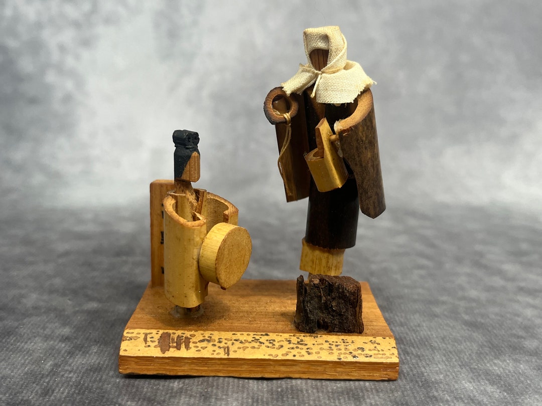 Hand Carved Wooden Figures, Hand Made Folk Art From Japan - Etsy