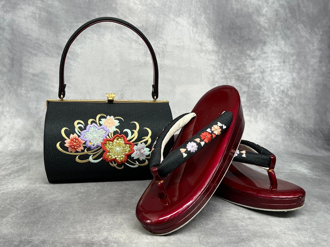 Premium Zanmai Furisode Bag With Matching Zori Sandals Set Luxury ...