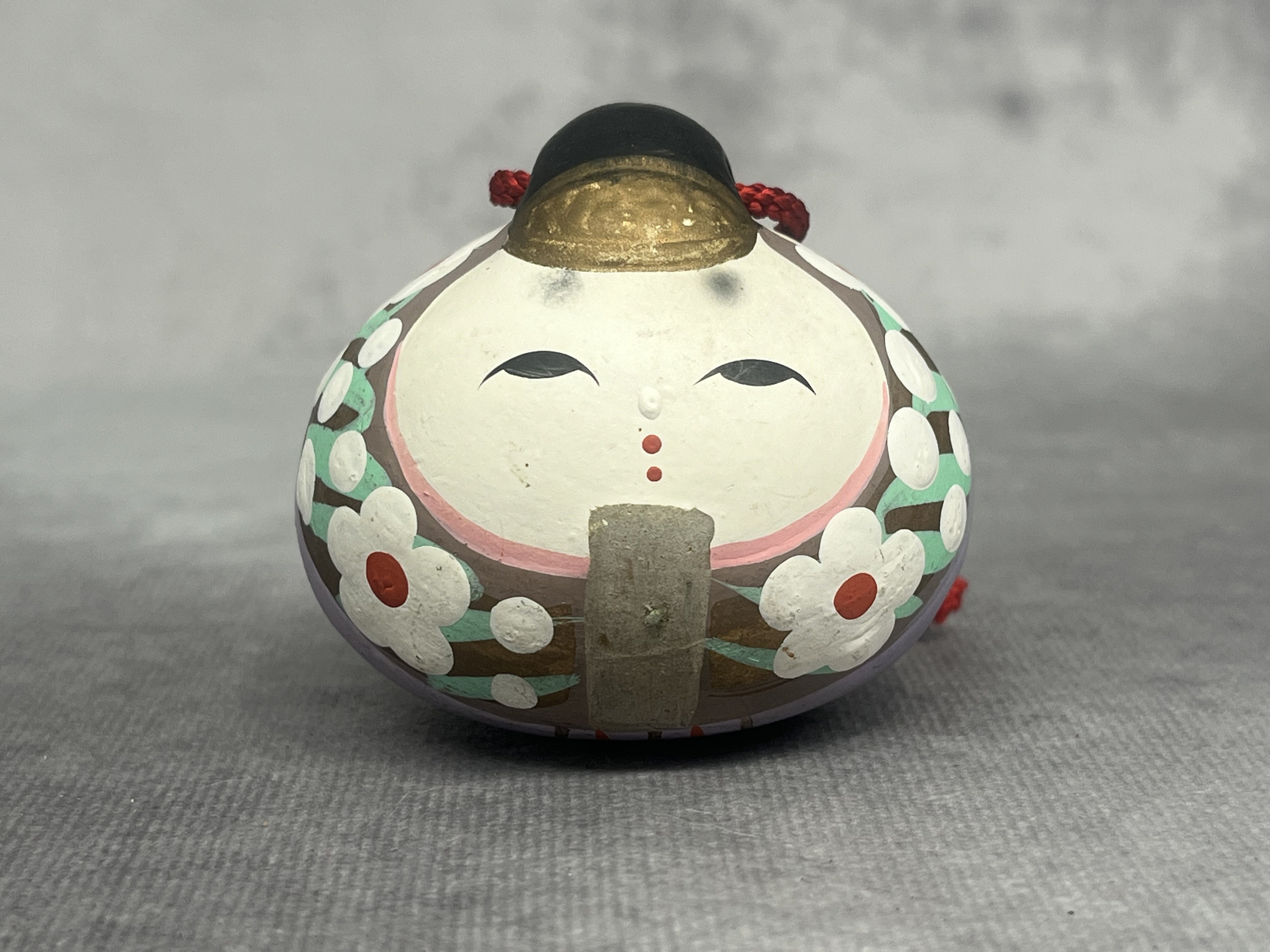 Hand Painted Clay Ceramic Bell, Japanese Demon Folk Art, Shinto Shrine ...