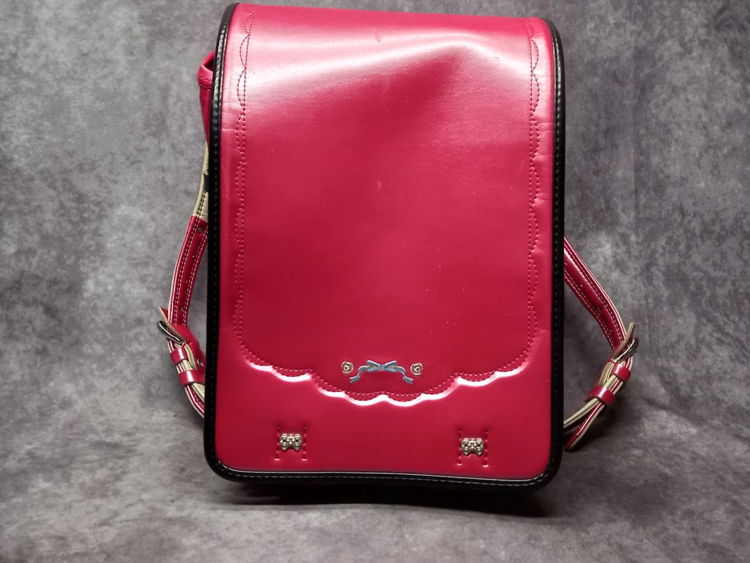 Randoseru Backpack, Metallic Pink With Black Trim Japanese Tight Stitch ...
