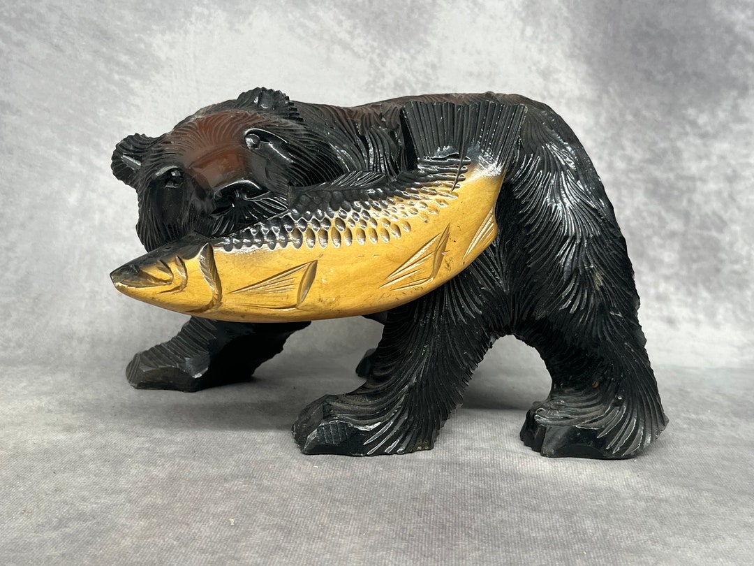 Japanese Ainu Bear, Vintage Hand Carved Wooden Bear From Japan ...