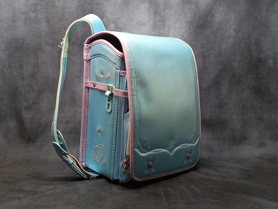 Randoseru Backpack, Light Blue With Purple Trim Japanese Tight Stitch ...