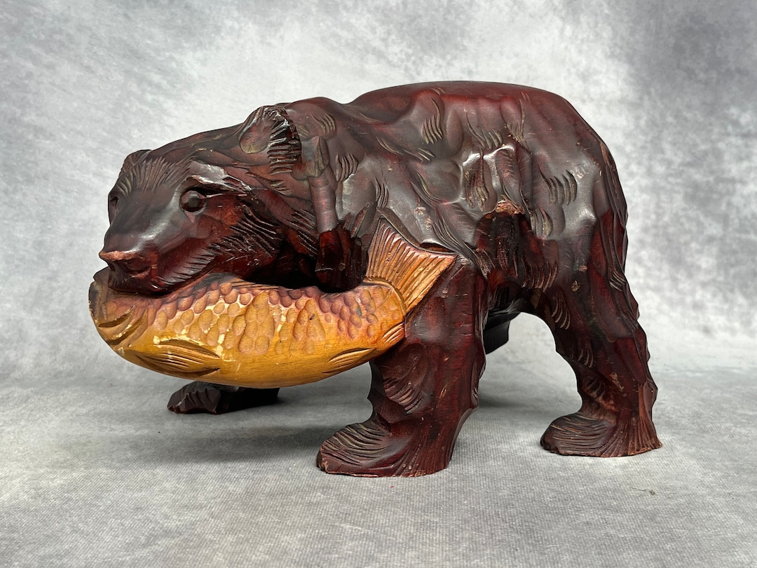 Japanese Ainu Bear, Vintage Hand Carved Wooden Bear From Japan ...
