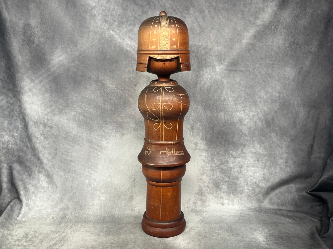 Sansaku Sekiguchi Haniwa Kokeshi, Doll, Vintage Japanese Wooden Samurai ...