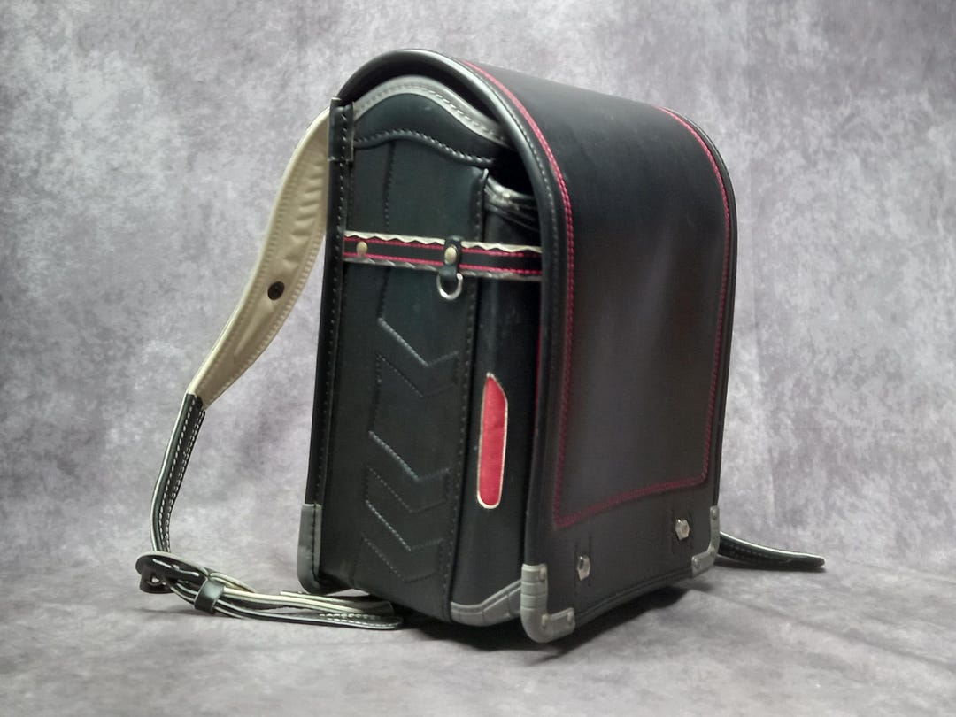 Randoseru Backpack, Black With Red Trim Japanese Tight Stitch Randoseru ...