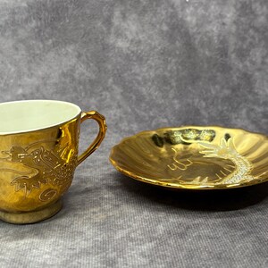 1950s Japanese Gold Dragonware Moriage Finish Cup and Saucer - Etsy
