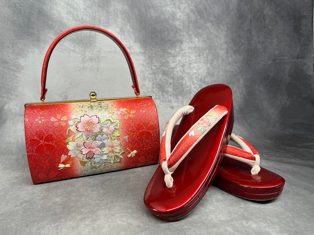 Premium Zanmai Furisode Bag With Matching Zori Sandals Set Luxury ...