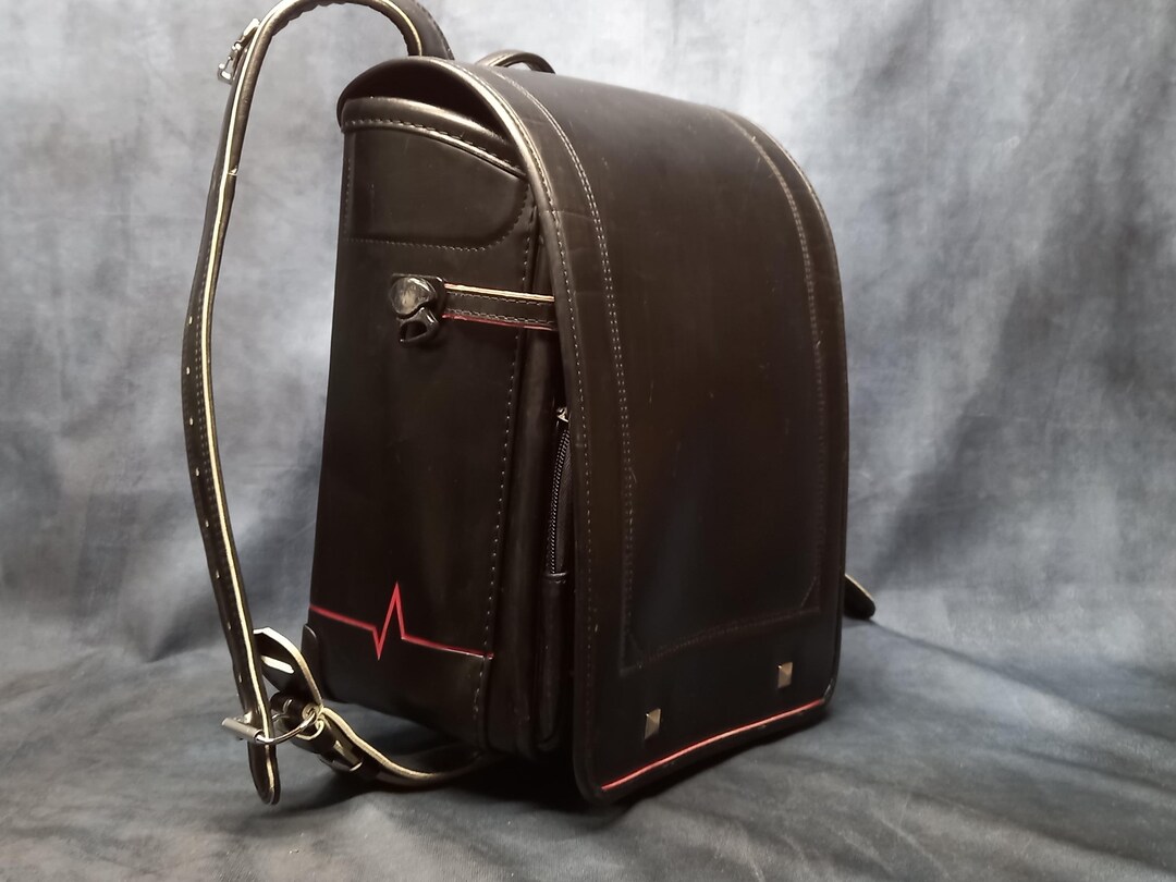 Randoseru Backpack, Black With Red Trim Japanese Tight Stitch Randoseru ...