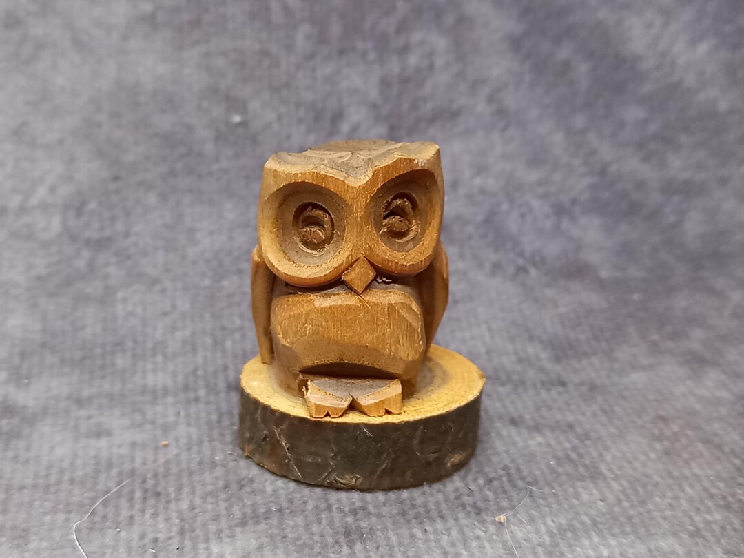 Hand Carved Wooden Figures, Carved Owl, Hand Made Folk Art From Japan ...