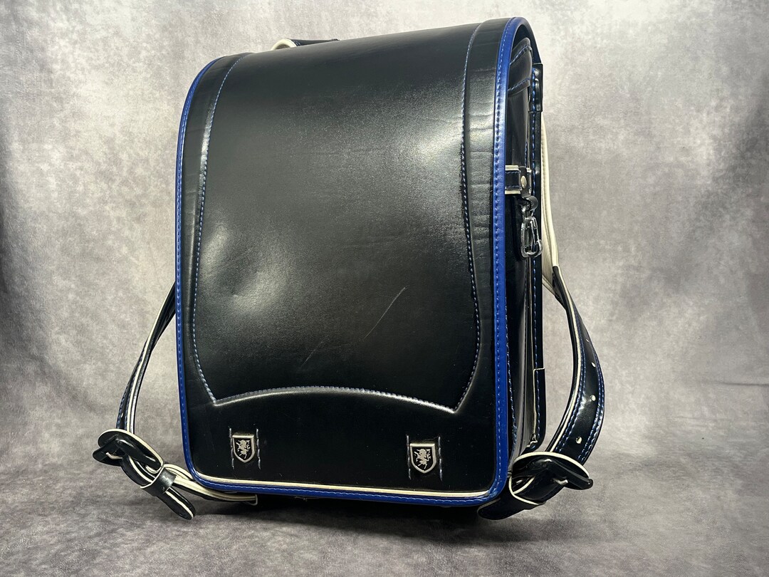 Randoseru Backpack, Black With Blue Trim Japanese Tight Stitch ...