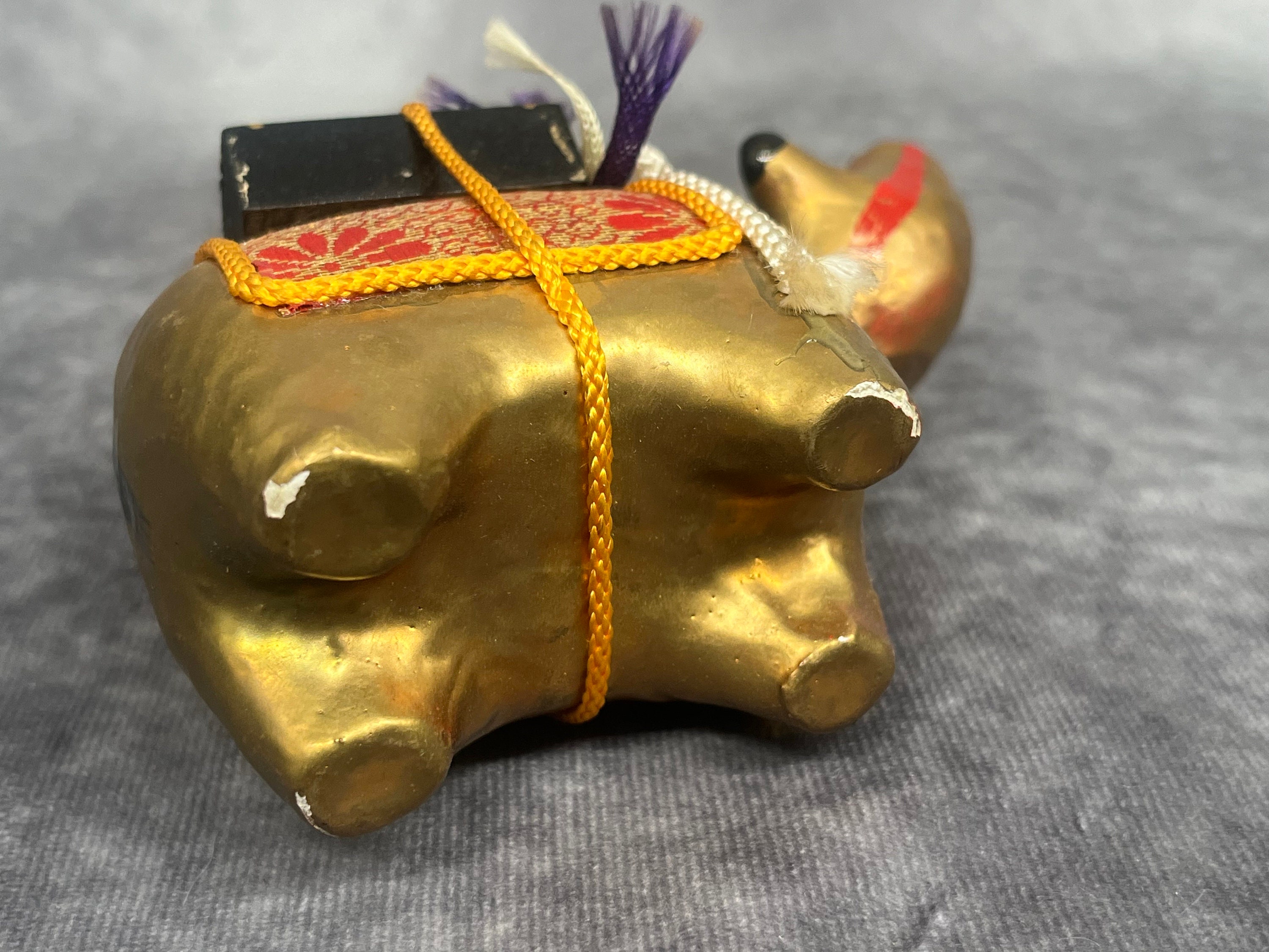 Akabeko the gold Red Cow, Paper Mache Toy Cow, Vintage Japanese Folk Art - Etsy