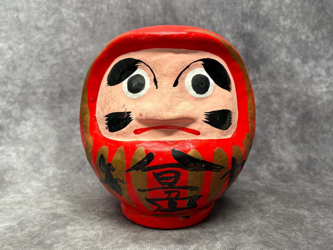 Large Daruma Doll, Paper Mache Figure, Hand Painted Japanese Folk Art ...
