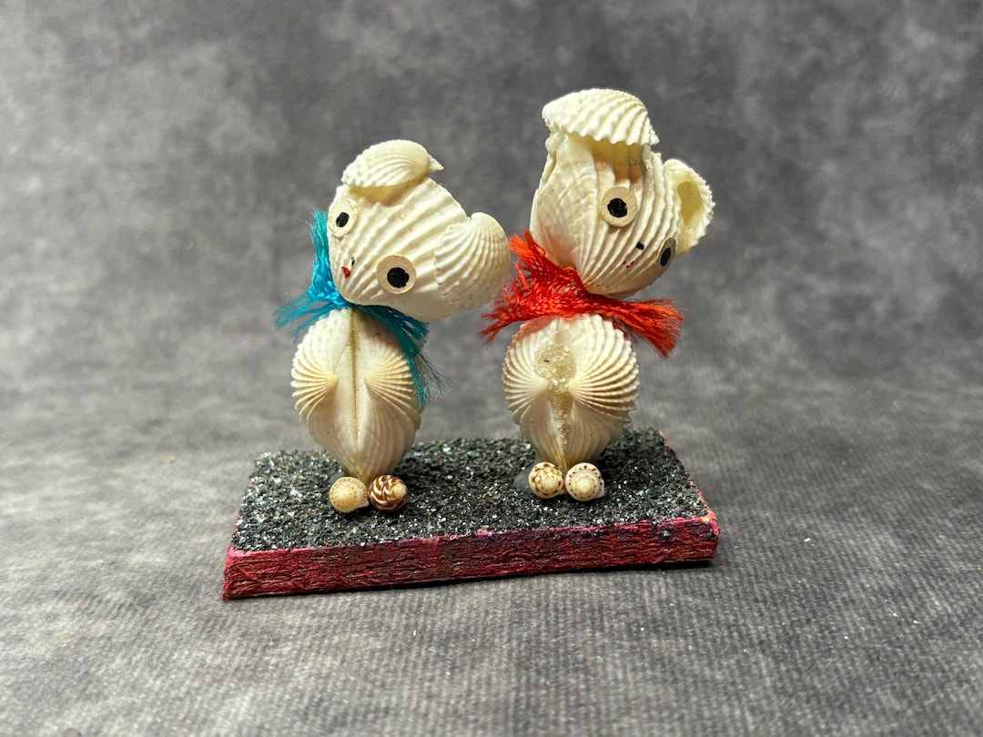 Hand Made Quirky Shell Figurines, Japanese Folk Art - Etsy