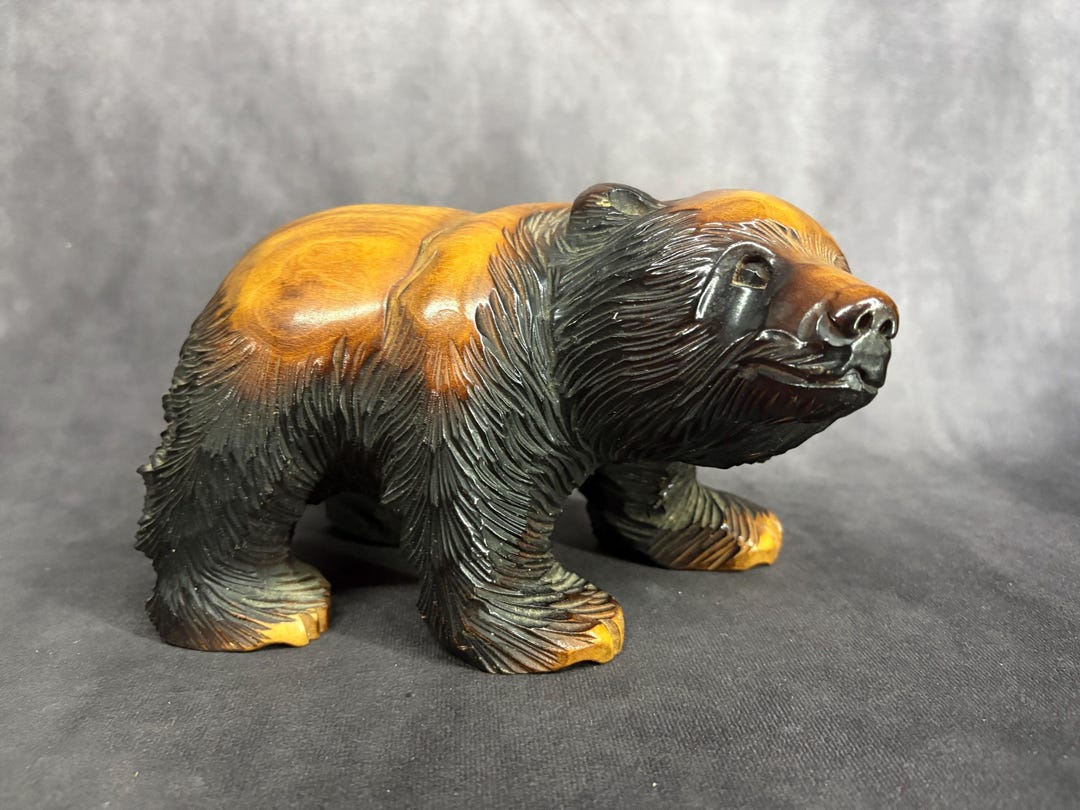 Japanese Ainu Bear, Vintage Hand Carved Wooden Bear From Japan ...
