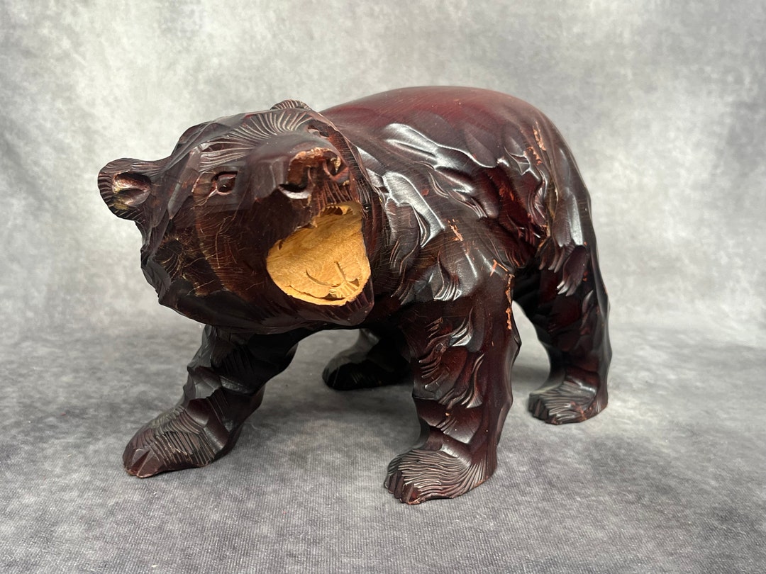 Japanese Ainu Bear, Vintage Hand Carved Wooden Bear From Japan ...