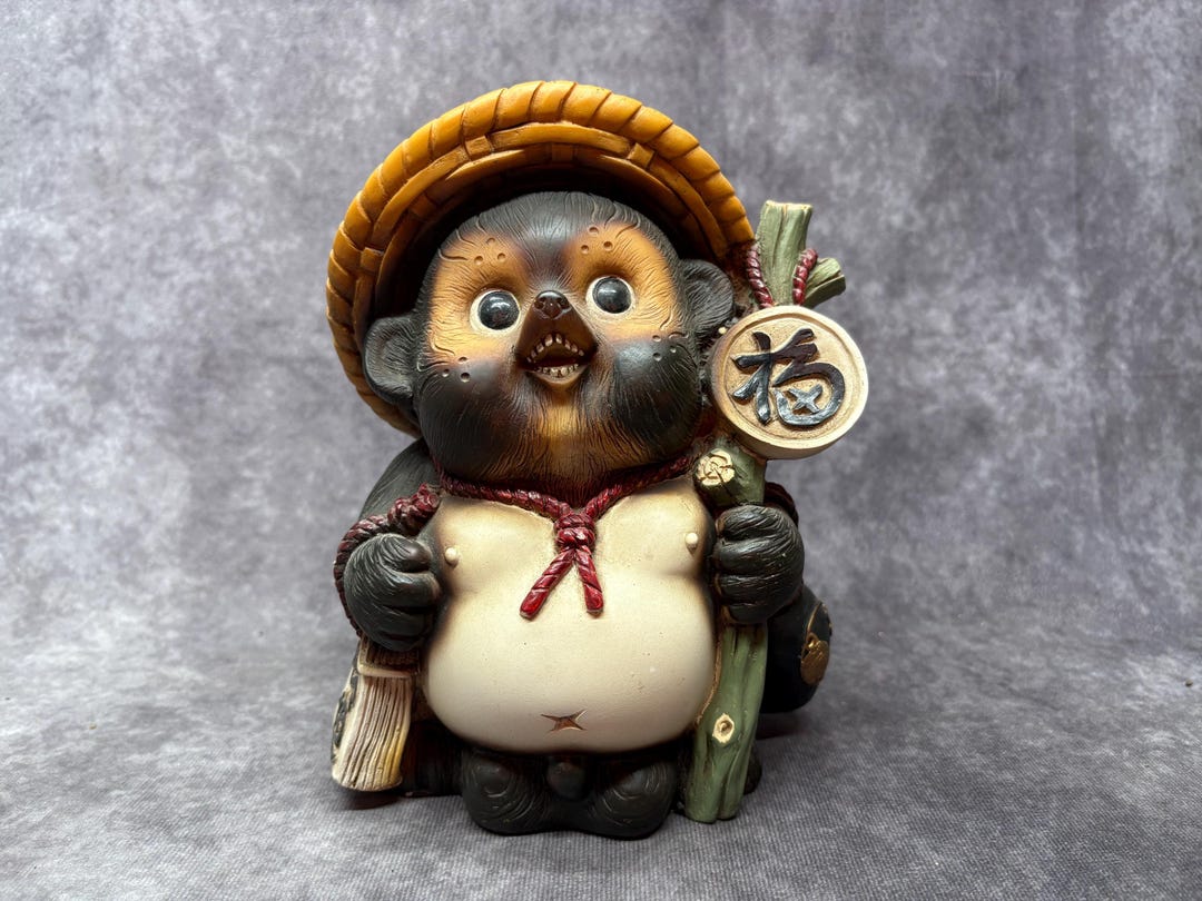 Japanese Tanuki Raccoon Dog Resin Money Box / Piggy Bank Ornamental ...